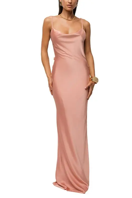 JLUXLABEL Down The Aisle Satin Gown - Dark Peach