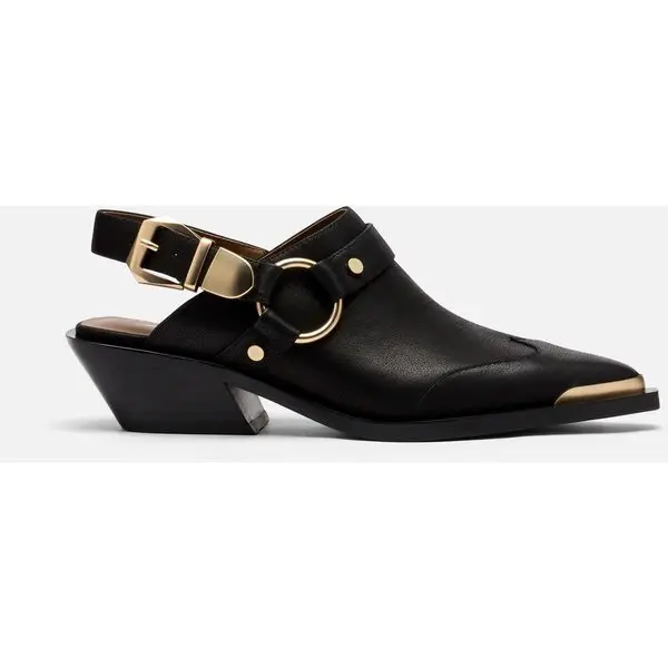MARC NOLAN Frontier Calf Leather Western Slingbacks - Black