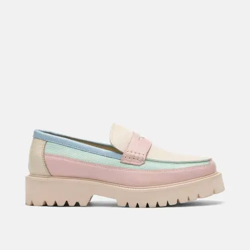 MARC NOLAN Ms. Adler Leather Lug Penny Loafers - Pastel