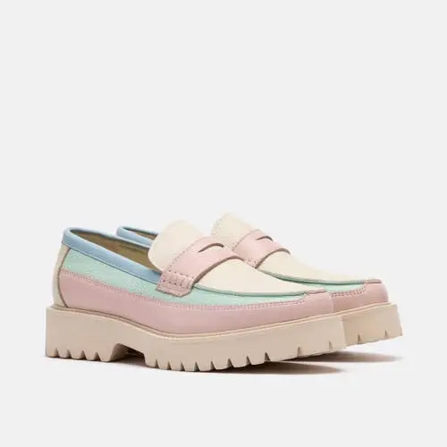 MARC NOLAN Ms. Adler Leather Lug Penny Loafers - Pastel