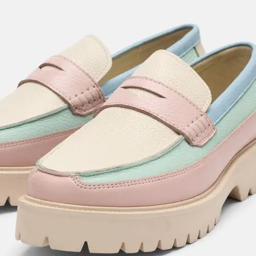 MARC NOLAN Ms. Adler Leather Lug Penny Loafers - Pastel