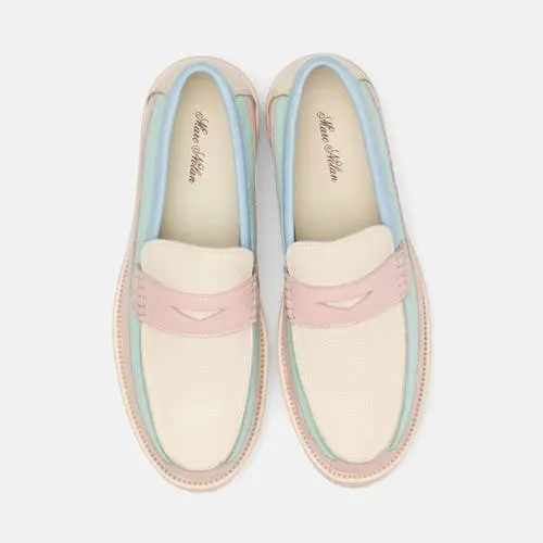 MARC NOLAN Ms. Adler Leather Lug Penny Loafers - Pastel