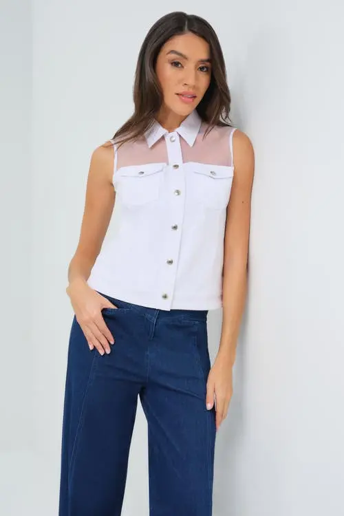 Anatomie Lenox Sleeveless Trucker Vest - White