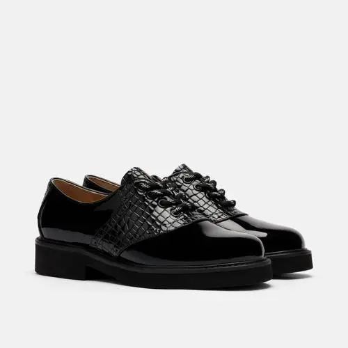 MARC NOLAN Demi Calf Leather Lug Oxfords - Black
