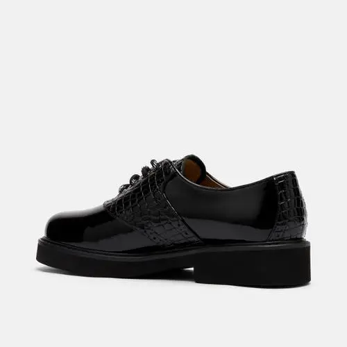 MARC NOLAN Demi Calf Leather Lug Oxfords - Black