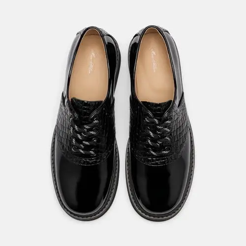 MARC NOLAN Demi Calf Leather Lug Oxfords - Black
