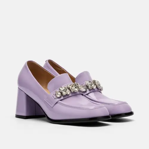 MARC NOLAN Margot Leather Penny Loafers - Lavender