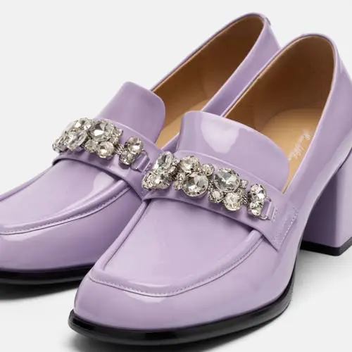 MARC NOLAN Margot Leather Penny Loafers - Lavender