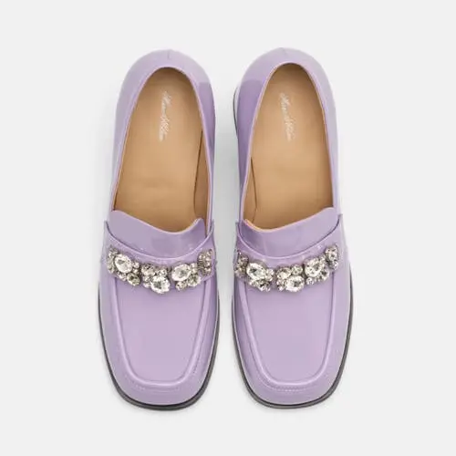 MARC NOLAN Margot Leather Penny Loafers - Lavender