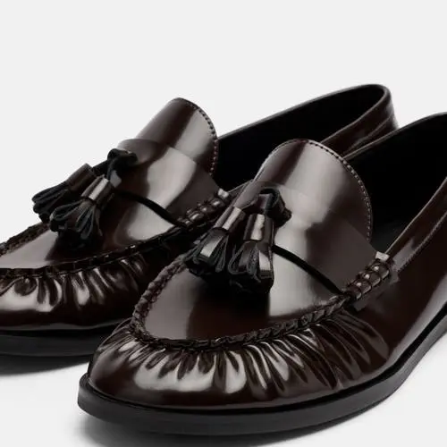 MARC NOLAN Patent Leather Tassel Loafers - Dark Cherry