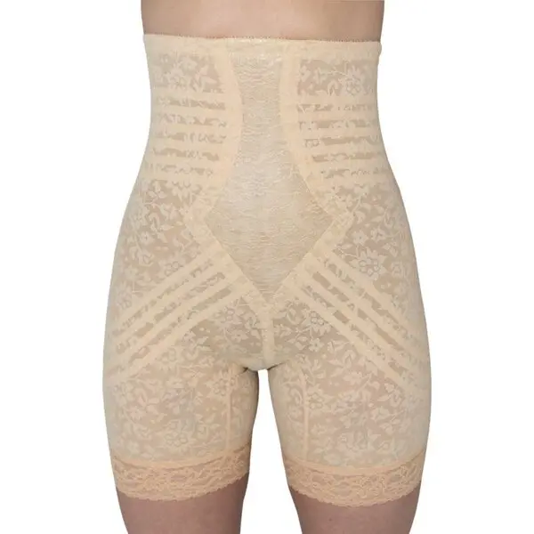 RAGO Extra Firm No Roll High Waist Lace Thigh Slimmer - Beige