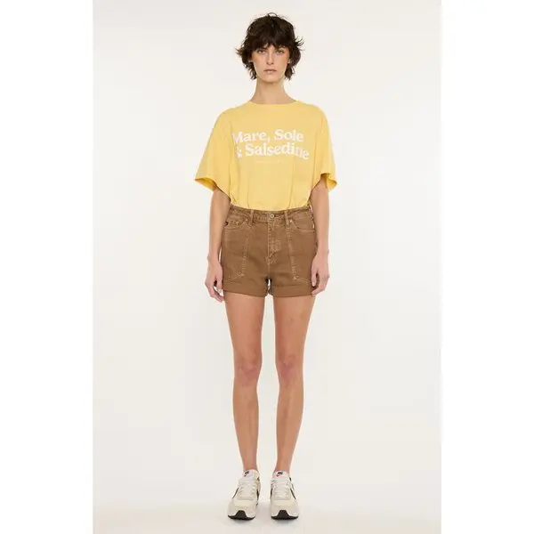 KANCAN Clara High Rise Mom Shorts - Mocha