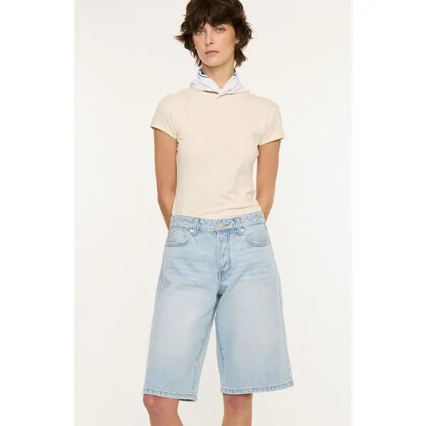 KANCAN Low Slung Baggy Denim Jort - Medium Light