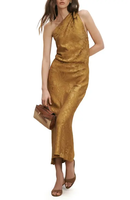 Veronica Beard Grycen Floral Jacquard Satin One-shoulder Gown