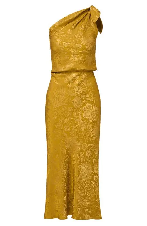 Veronica Beard Grycen Floral Jacquard Satin One-shoulder Gown