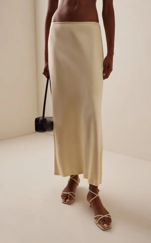 Another Tomorrow Satin Tea Length Slip Skirt