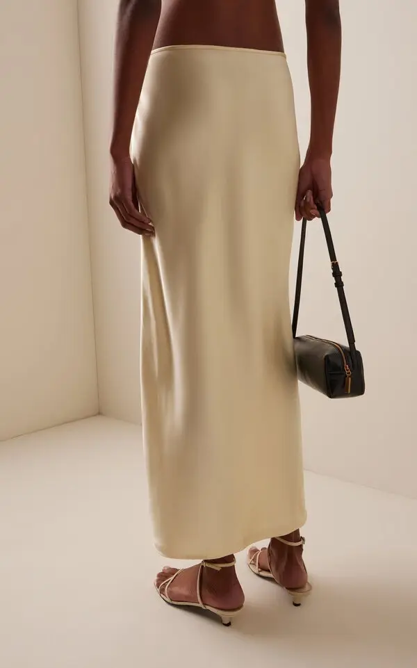 Another Tomorrow Satin Tea Length Slip Skirt