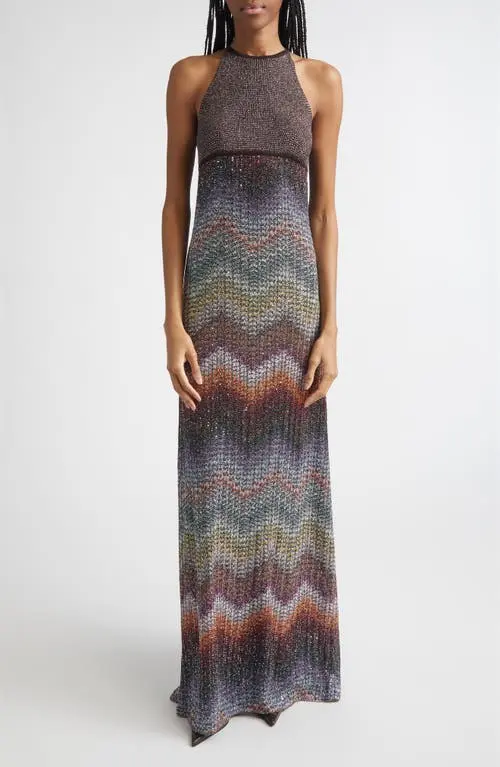 Missoni Greek Zigzag Sequin Lamé Dress - Multi Dark