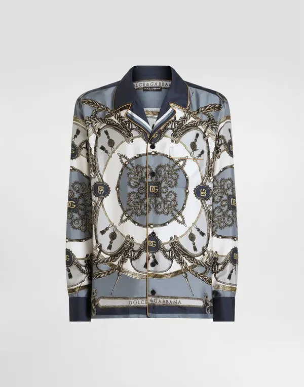 Dolce & Gabbana Cargo-print Silk Twill Shirt - Multicolor