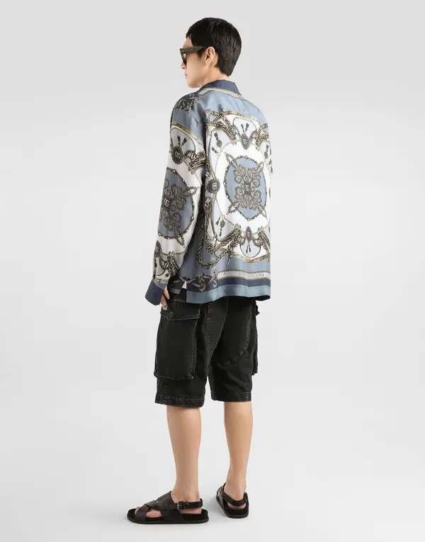 Dolce & Gabbana Cargo-print Silk Twill Shirt - Multicolor