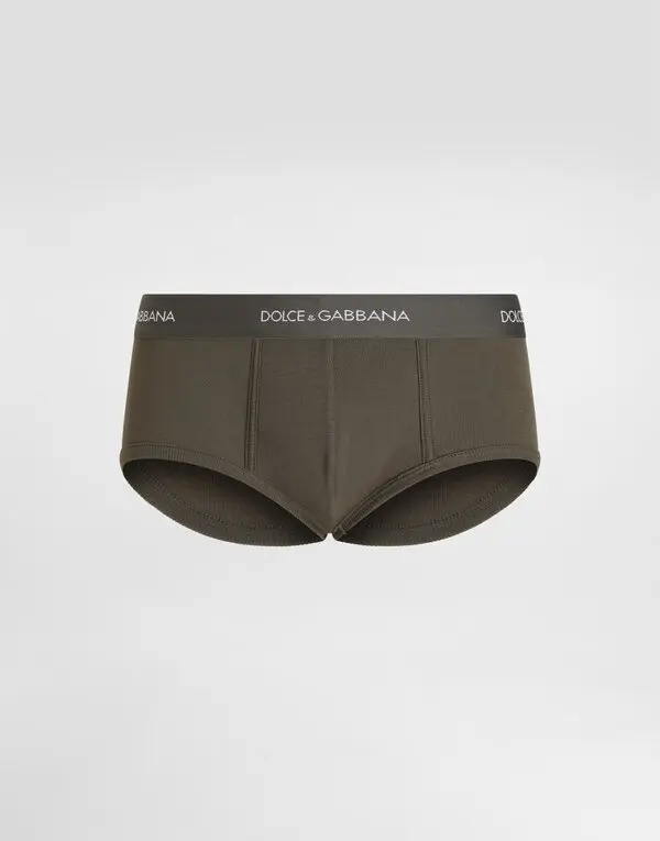 Dolce & Gabbana Ribbed Cotton Brando Briefs - Green