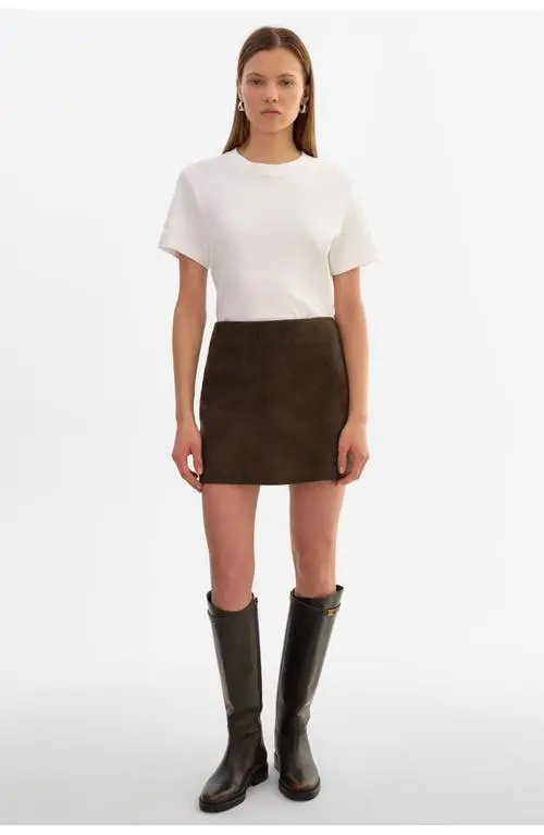LAMARQUE Jorden Suede Mini Skirt - Distressed Brown