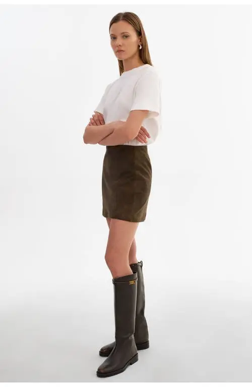 LAMARQUE Jorden Suede Mini Skirt - Distressed Brown