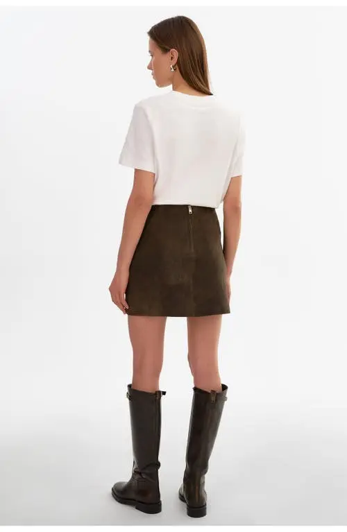 LAMARQUE Jorden Suede Mini Skirt - Distressed Brown