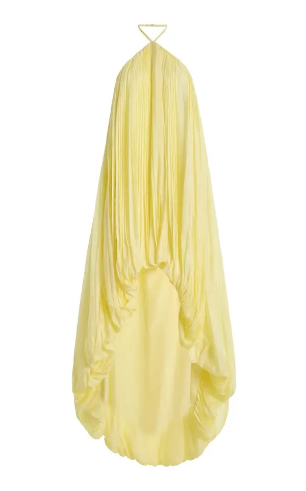 DEME Petunia Halterneck Chiffon Dress - Yellow