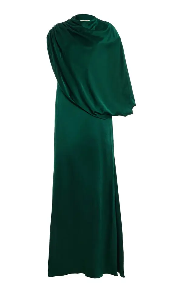 DEME Exclusive The Talia Draped Silk-satin Maxi Dress - Green
