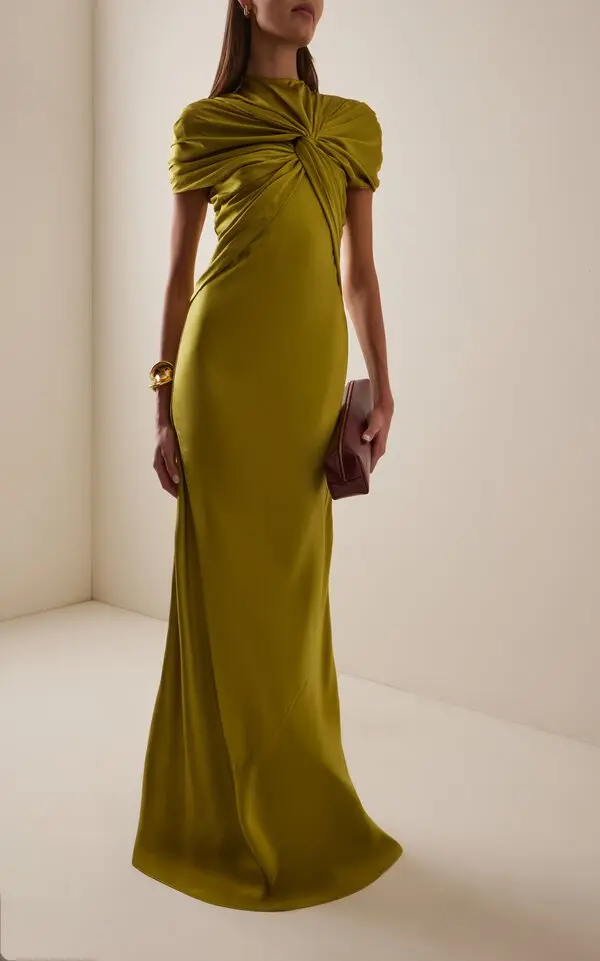 clover green dress Clover Green Bridesmaid Dresses A-Line V-Neck Spaghetti Straps Ruched Chiffon Bridesmaid Dresses With Slit