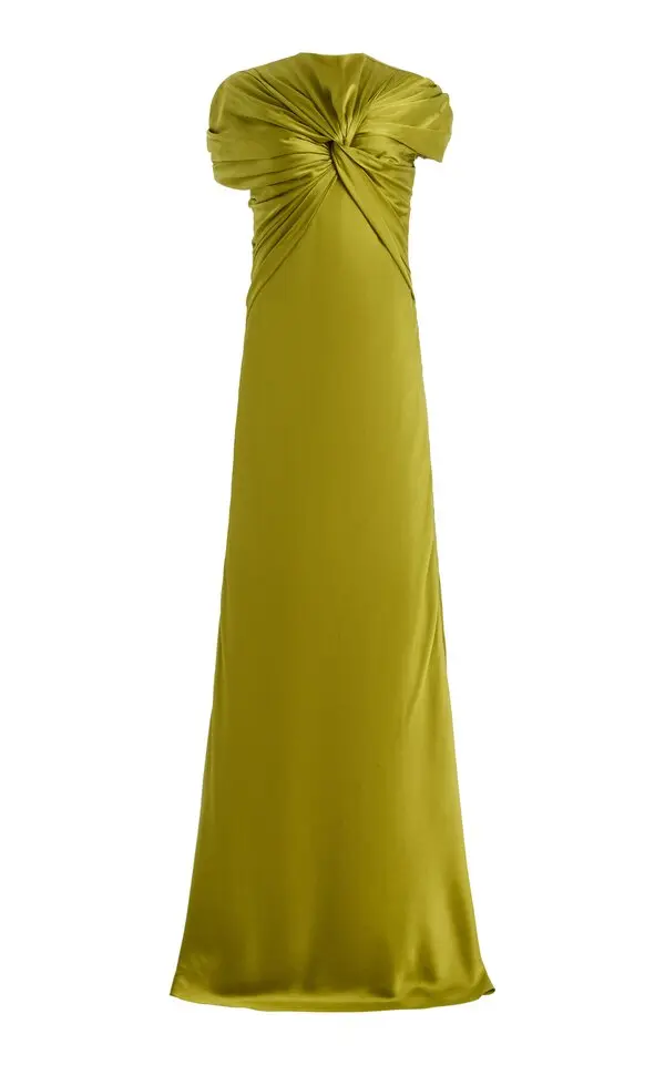 DEME Exclusive The Clover Twisted Silk-satin Maxi Dress - Green