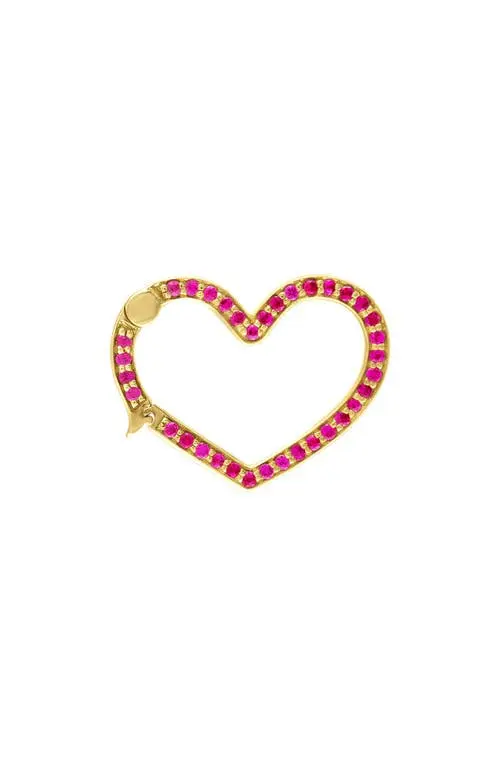 EDEN PRESLEY Diamond And Ruby Heart Lock - Metallic Gold