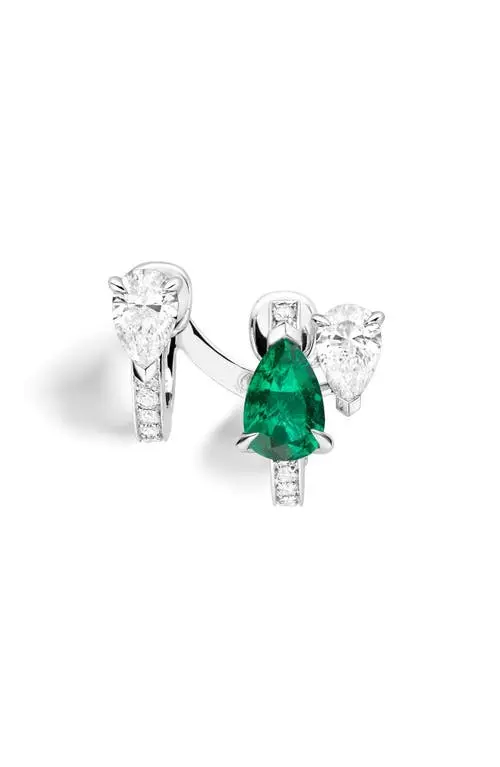 REPOSSI Serti Sur Vide Diamond & Emerald Single Earring - White Gold/emerald