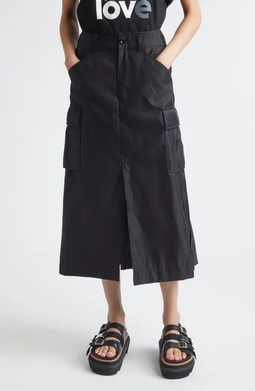 Sacai Insulated Nylon Twill And Satin Cargo Skirt