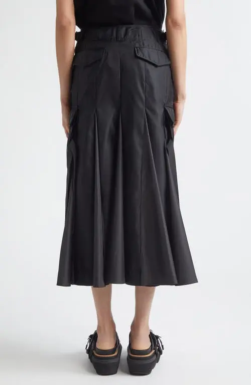 Sacai Nylon-Twill Pleated Cargo Midi Skirt - Black | Editorialist