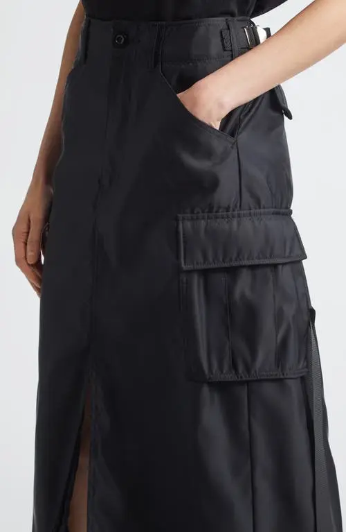 Sacai Nylon-Twill Pleated Cargo Midi Skirt - Black | Editorialist