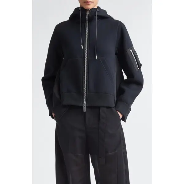 Sacai Sponge Sweat X Nylon Twill Full-zip Hoodie