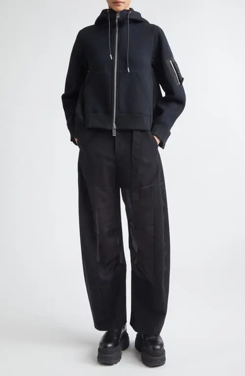 Sacai Sponge Sweat X Nylon Twill Full-zip Hoodie
