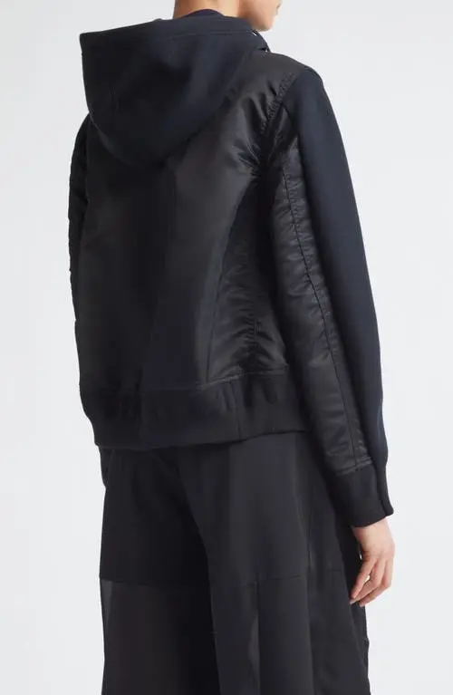 Sacai Sponge Sweat X Nylon Twill Full-zip Hoodie