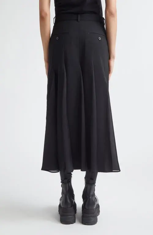 Sacai Belted Wool Suiting & Satin Pencil Skirt
