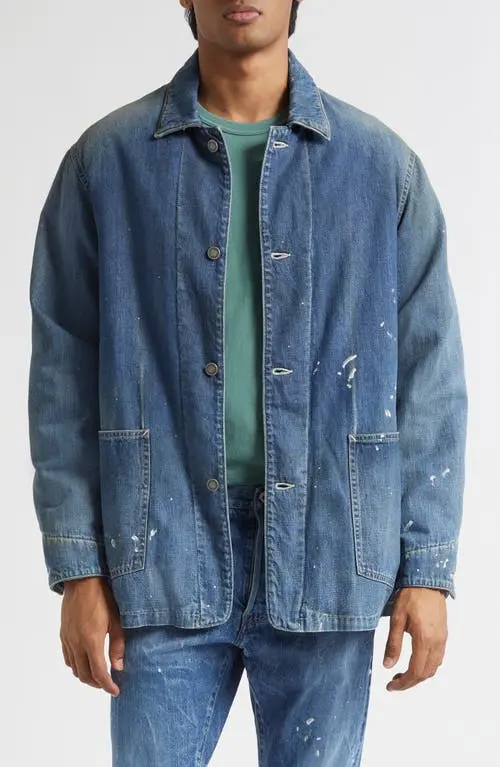 Visvim Distressed Denim Down Chore Jacket - Indigo