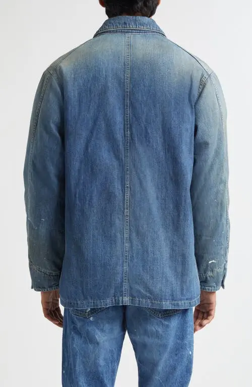 Visvim Distressed Denim Down Chore Jacket - Indigo