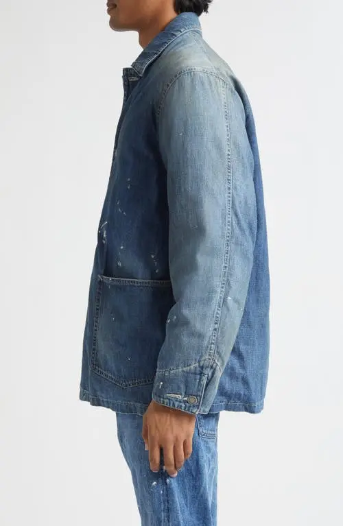 Visvim Distressed Denim Down Chore Jacket - Indigo