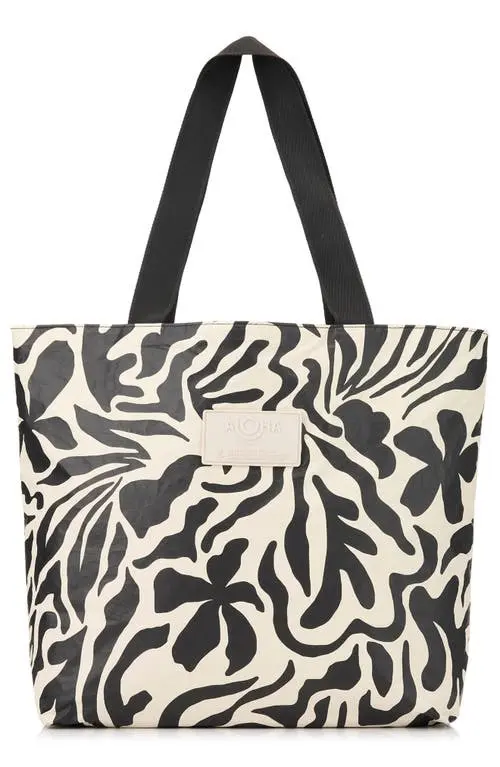 ALOHA COLLECTION Day Tripper Water Resistant Tote - Black/sandstone