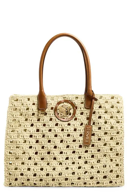 Versace Crochet Tote - Natural Ambrer Gold