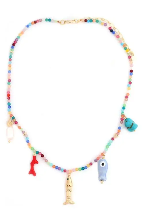 PANACEA Fish Charm Necklace - Pink Multi