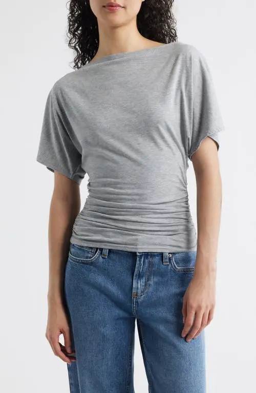 BDG URBAN OUTFITTERS Ruched Boat Neck Top - Grey