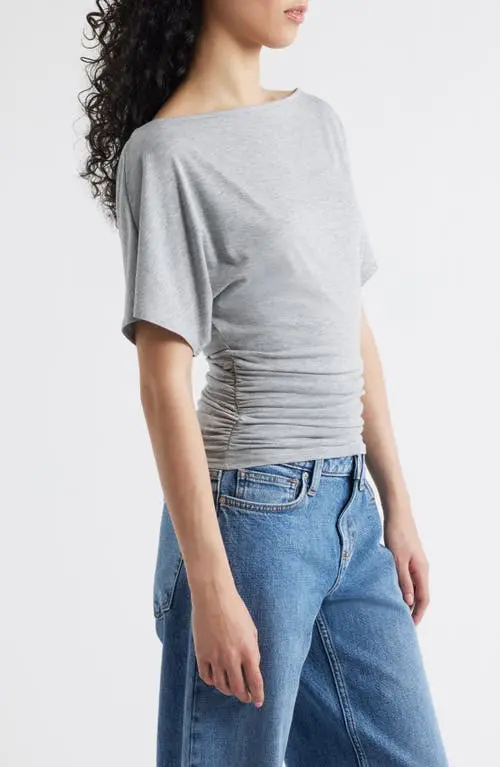 BDG URBAN OUTFITTERS Ruched Boat Neck Top - Grey