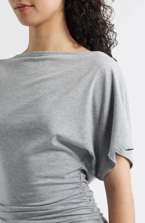 BDG URBAN OUTFITTERS Ruched Boat Neck Top - Grey